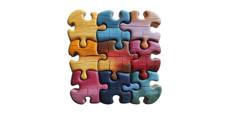 Puzzle Pieces Assembled Isolated on Transparent Background. Fun Games ...