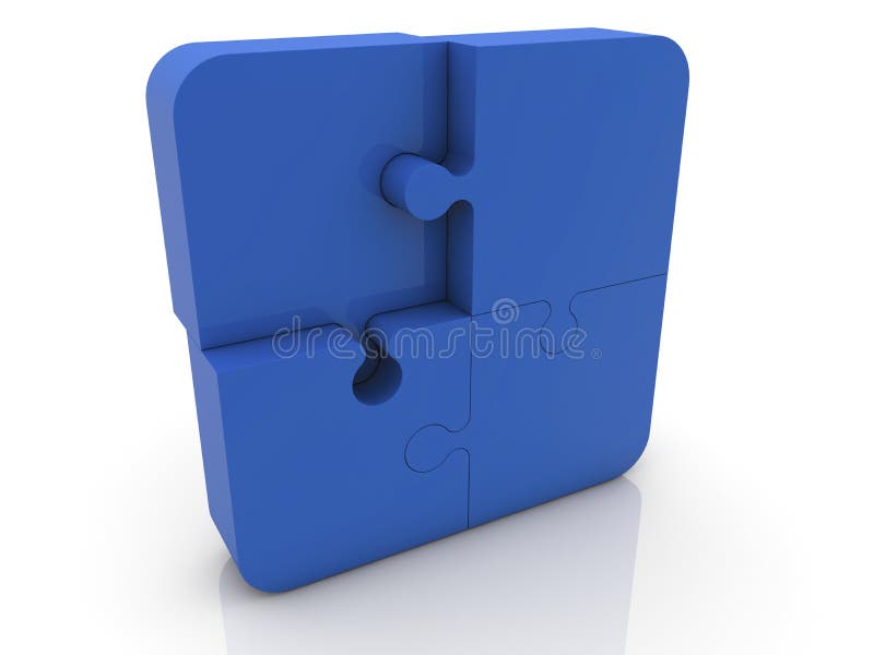 Puzzle Pieces in Blue Color on White Stock Image - Image of match, jkey ...