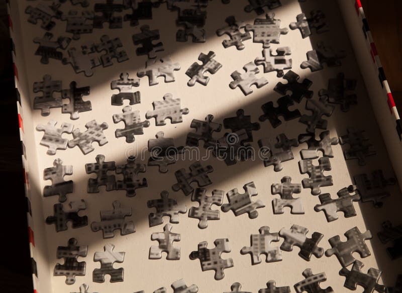 Puzzle pieces in a box stock photo. Image of connection - 178356170