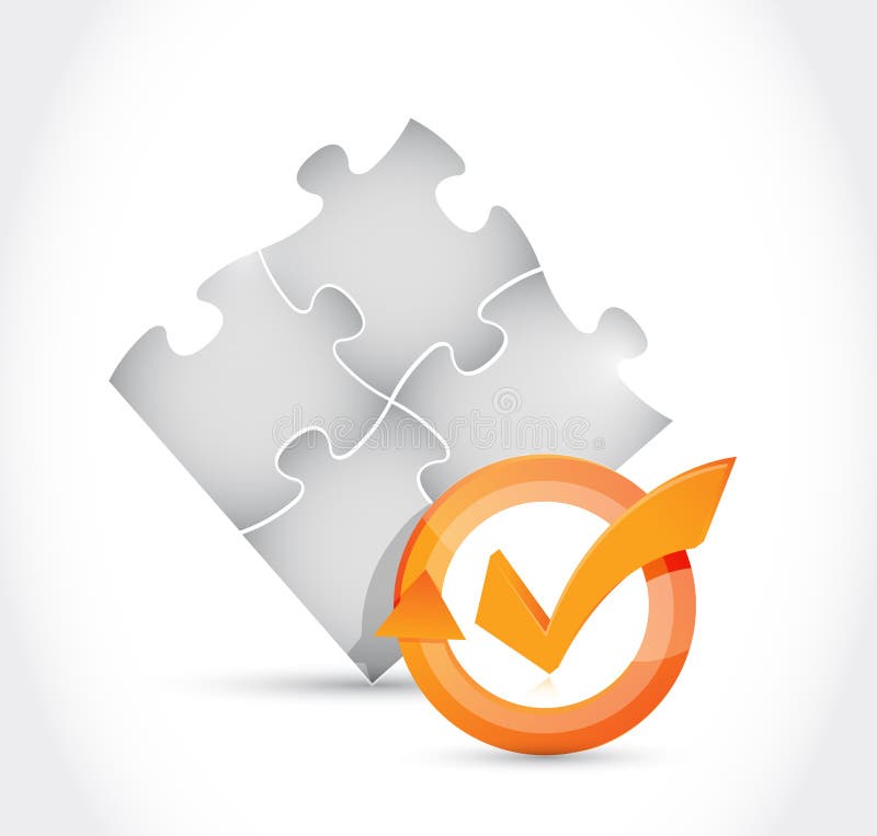 Puzzle Pieces Check Mark Cycle Illustration Stock Illustration ...