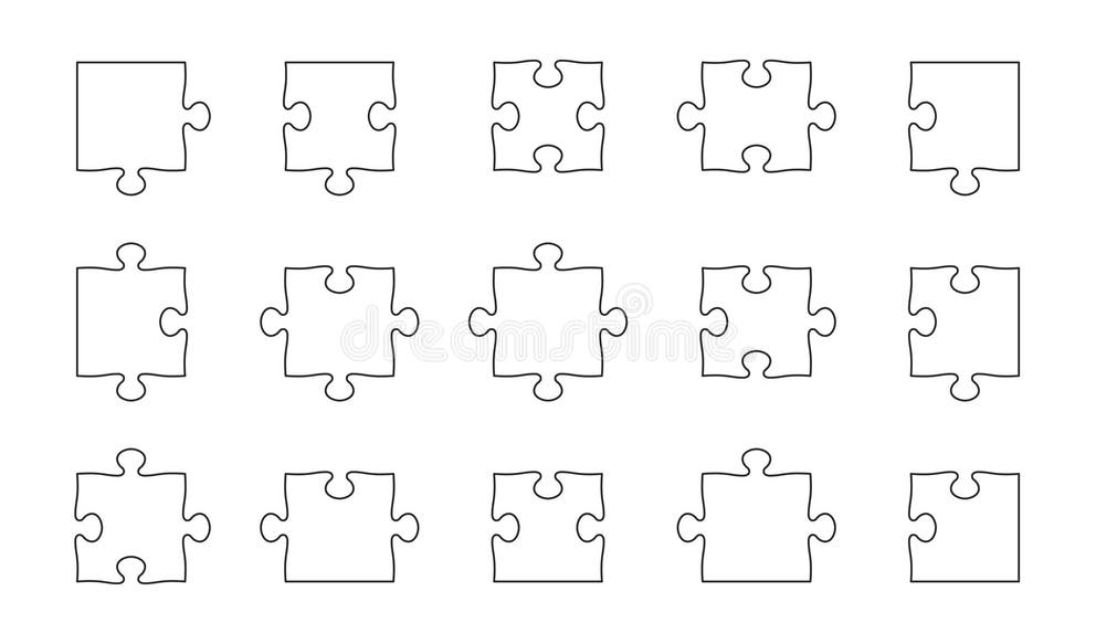 Puzzle Pieces Collection. Separated Puzzle Elements with Different ...