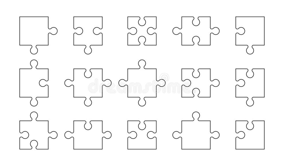 Puzzle Pieces Collection. Separated Puzzle Elements with Different ...