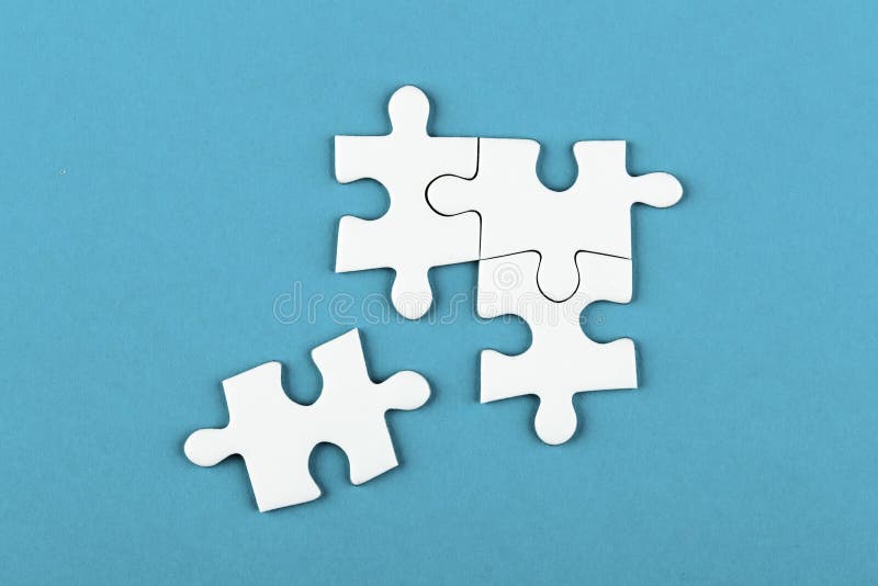 Puzzle Pieces on Color Background, Top View, Close Up Stock Photo ...