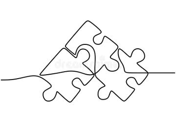 Puzzle Pieces Continuous Line Drawing. Problem Solving Solution ...