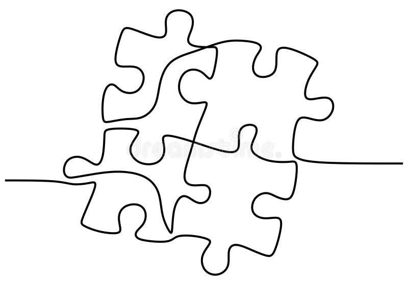 Puzzle Pieces Continuous Line Drawing. Problem Solving Solution ...