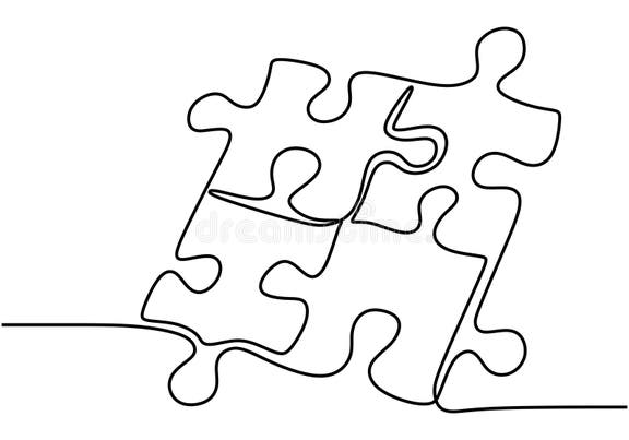 Puzzle Pieces Continuous Line Drawing. Problem Solving Solution ...