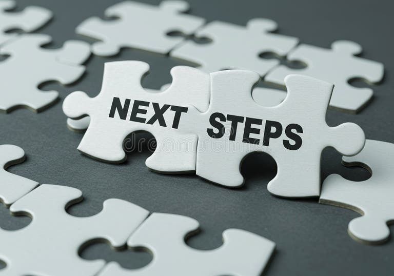 Next Steps Puzzle Pieces Dark Surface Planning and Motion Stock ...