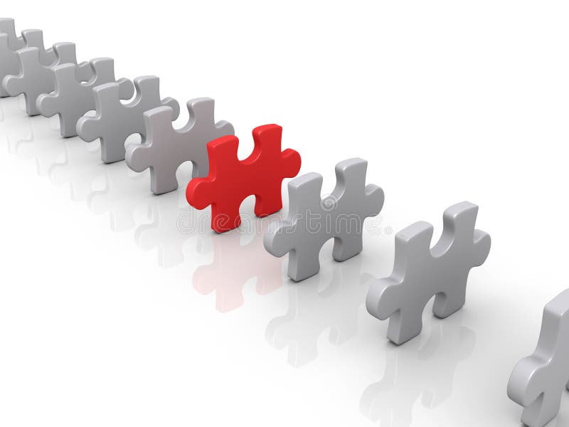 Puzzle Pieces and a Different One Stock Illustration - Illustration of ...