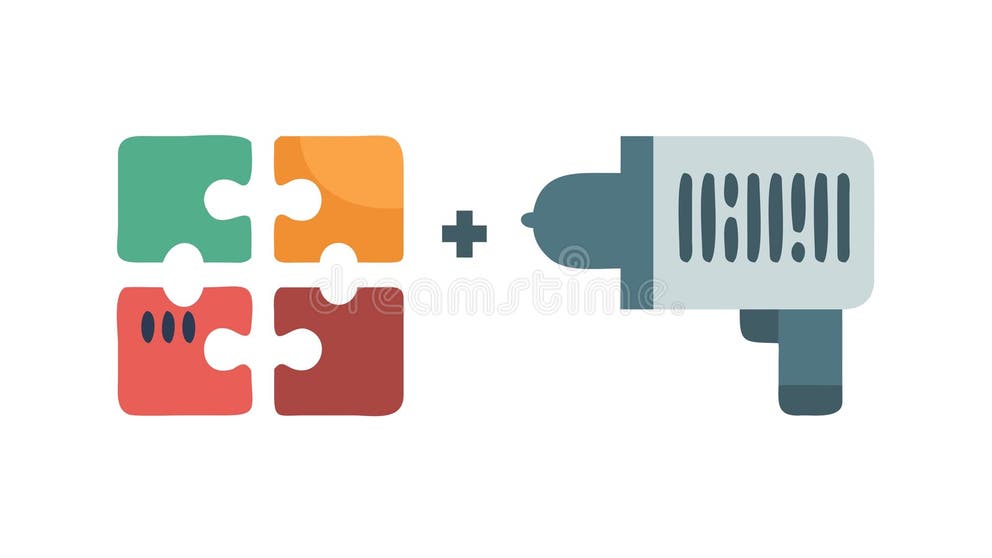 Puzzle Pieces and Drill Tool Construction Vector, Vector Design ...