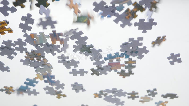 Puzzle Pieces Falling Down. Glass Transparent Background. Pieces of ...