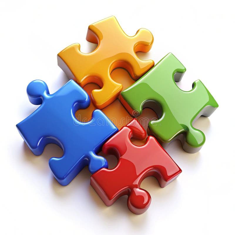 Puzzle Pieces Fitting Together Stock Illustration - Illustration of ...