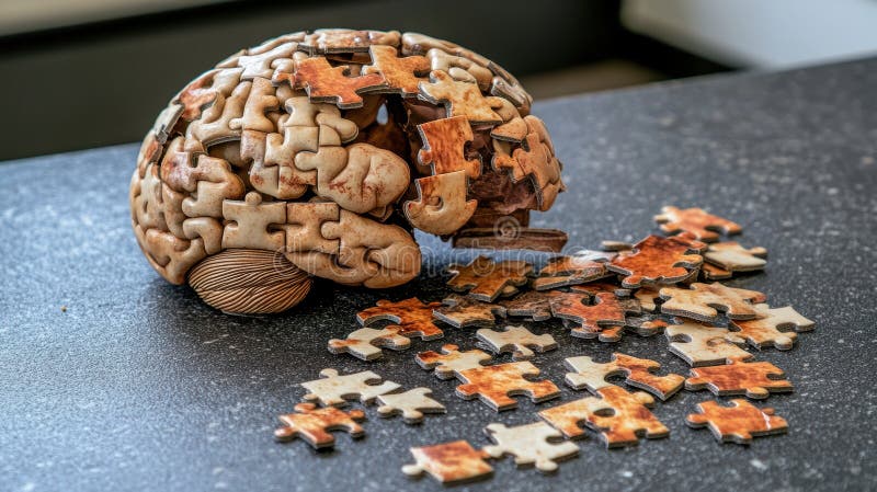 Puzzle Pieces Forming a Brain, Symbolizing Cognitive Disorders and ...
