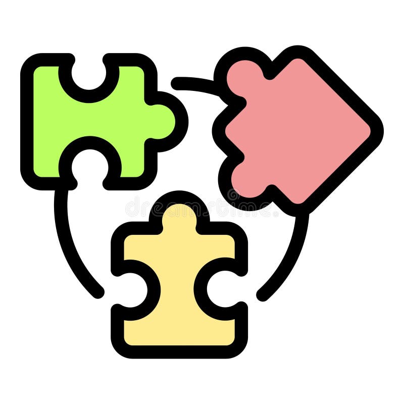 Puzzle Pieces Forming a Circular Flow Chart Stock Illustration ...