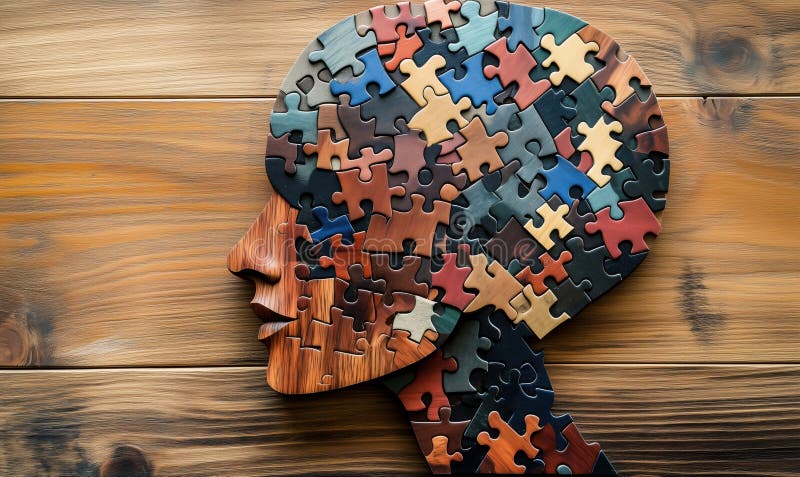 Puzzle Pieces Forming Human Head Silhouette Representing Creativity and ...
