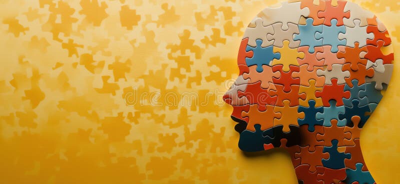 Puzzle Pieces Forming Human Head Silhouette Representing Mental Health ...