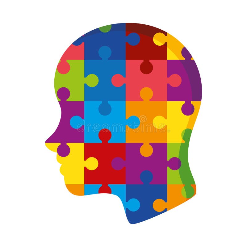 Puzzle Pieces Forming Profile Stock Vector - Illustration of marketing ...