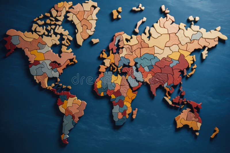 Puzzle Pieces Forming a World Map Stock Illustration - Illustration of ...