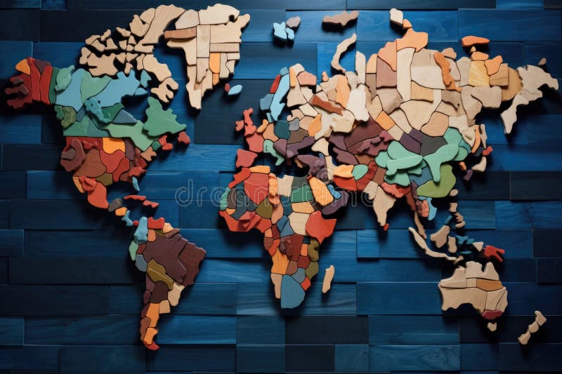 Puzzle Pieces Forming a World Map Stock Illustration - Illustration of ...
