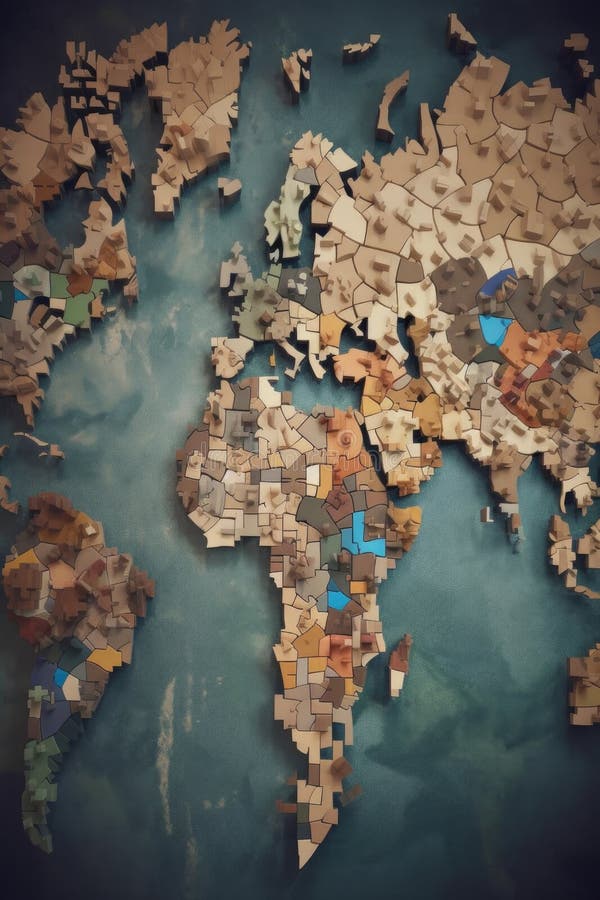 Puzzle Pieces Forming a World Map for Global Unity Stock Illustration ...