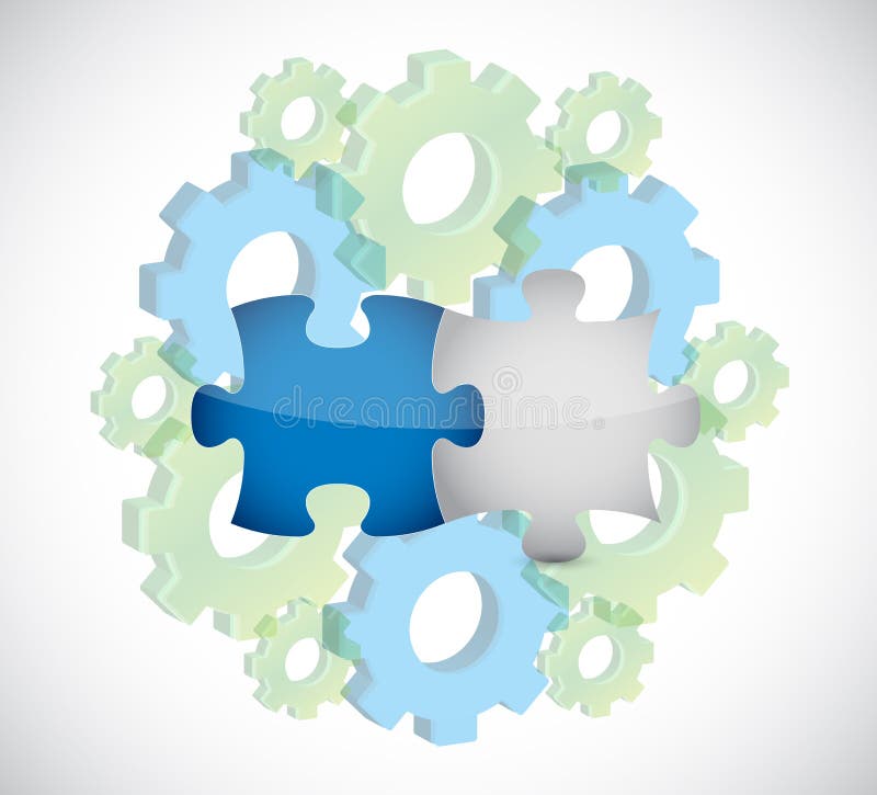 Puzzle Pieces Gear Illustration Design Stock Illustration ...