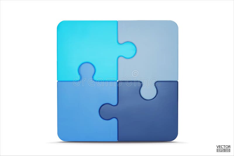 Puzzle Pieces Icon Isolated on White Background. Blue Jigsaw Puzzle ...
