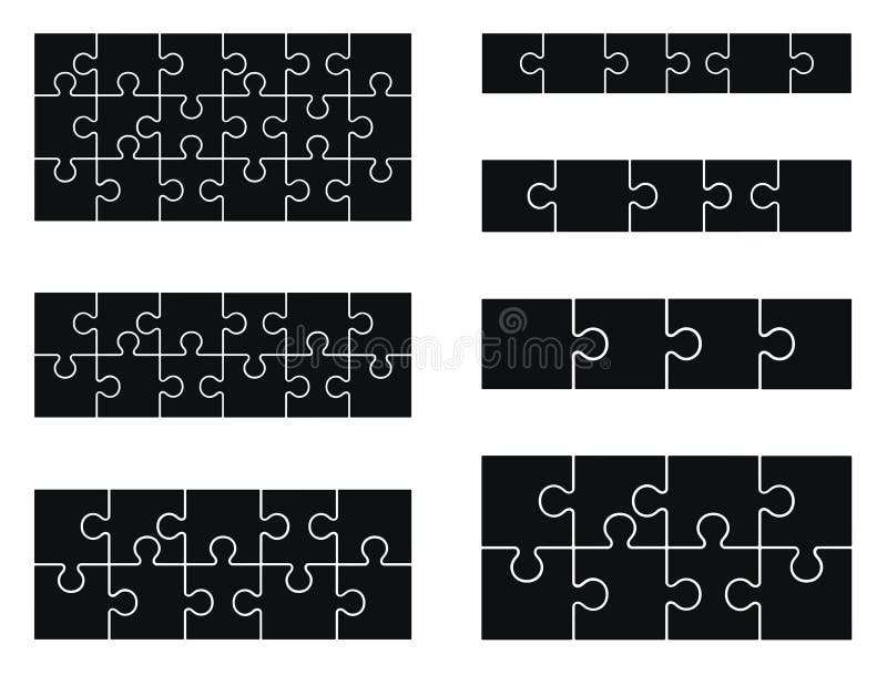 Jigsaw Puzzle Templates. Set of Puzzle Pieces Stock Vector ...