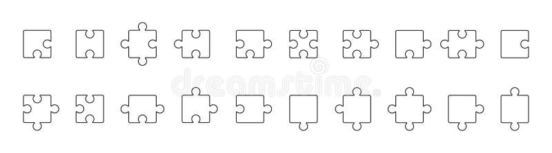 Puzzle pieces line set stock illustration. Illustration of puzzle ...