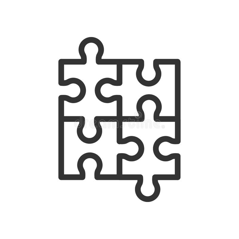 Puzzle Pieces Line Vector Icon Isolated on White Stock Vector ... Puzzle Pieces Line Vector Icon Isolated on White Stock Vector ...