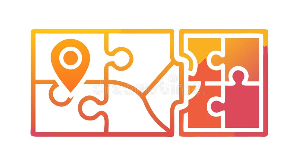 Puzzle Pieces & Map Pin for Location & Spatial Solutions, Vector Design ...