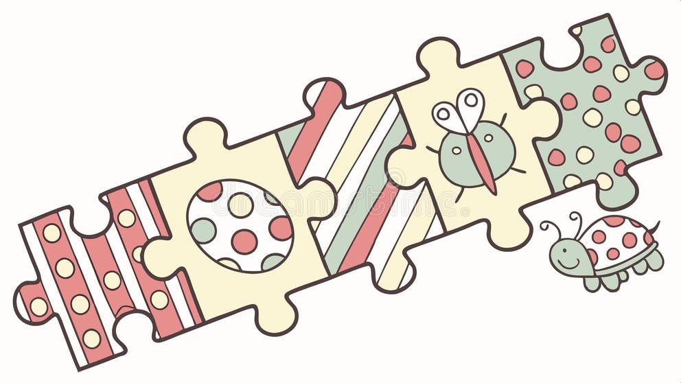 Puzzle Pieces with Patterns, Colorful Jigsaw, Decorative Puzzle, Game ...
