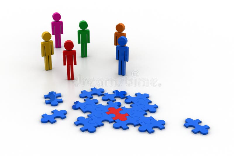 Puzzle pieces with people stock illustration. Illustration of ...