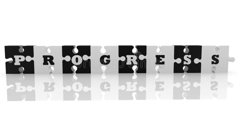 Puzzle Pieces with Progress Concept in Black and White Stock ...