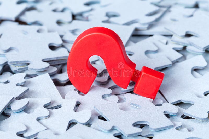 Puzzle Pieces and Question Mark Stock Image - Image of collective ...
