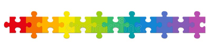 Puzzle Pieces Rainbow Gradient Colored Row Stock Vector - Illustration ...