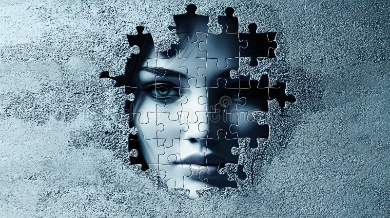 Puzzle Pieces Revealing a Mysterious Face Stock Image - Image of detail ...