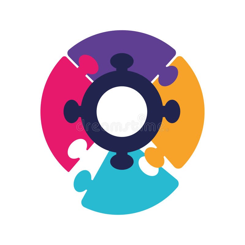 Puzzle pieces round shape stock vector. Illustration of game - 293344004