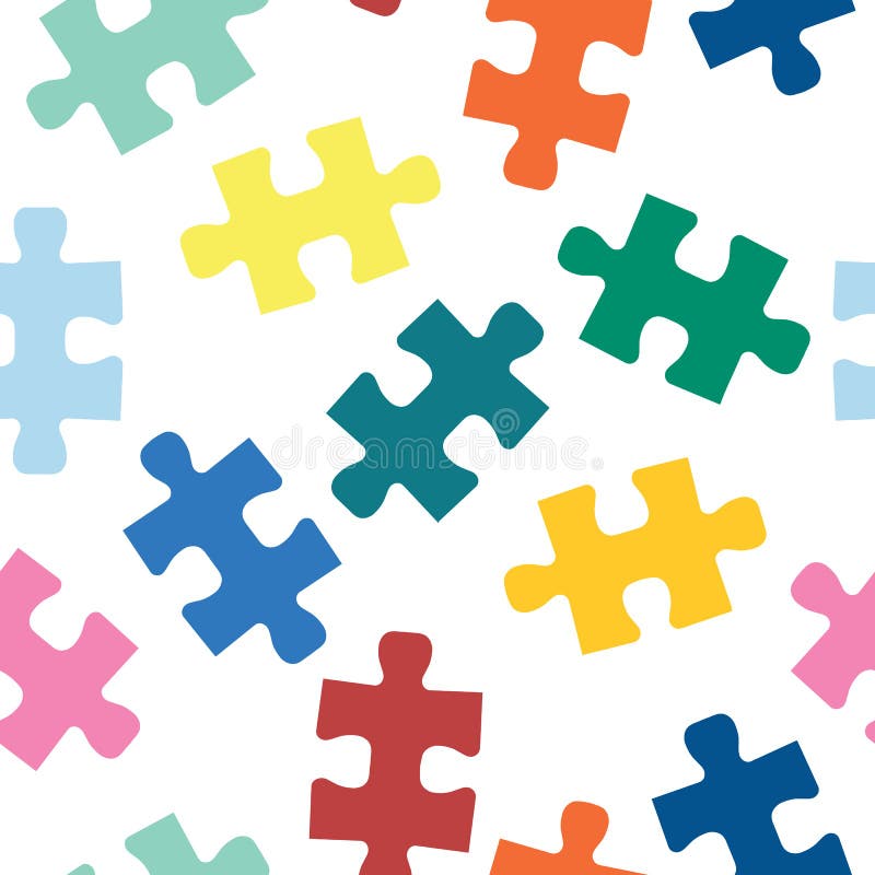 Puzzle Pieces Seamless Vector Border. Repeating Colorful Horizontal ...