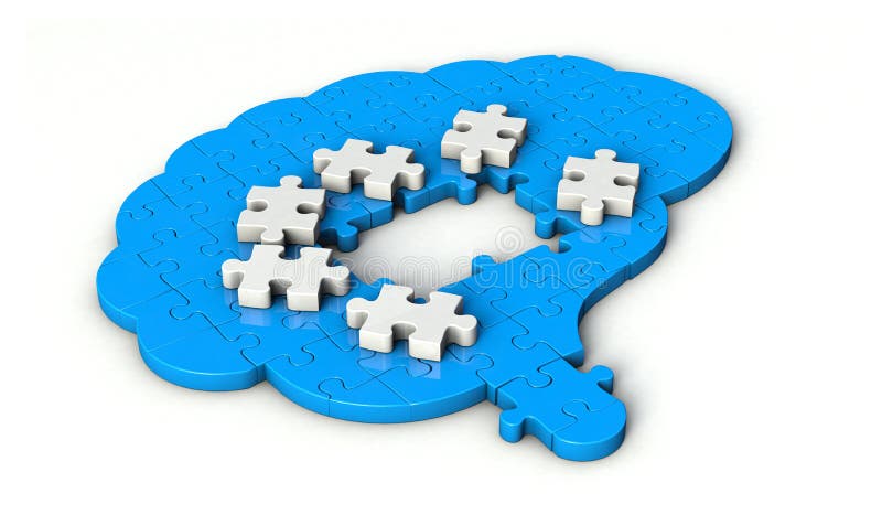 Puzzle Pieces in Shape of Brain. Brain Shaped Jigsaw 3d Illustration ...