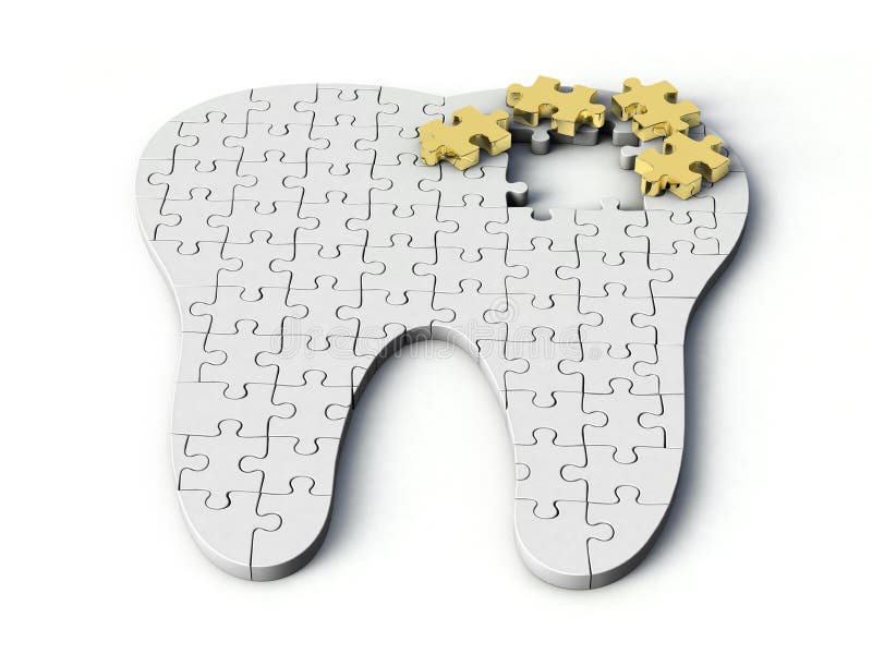 Puzzle Pieces in Shape of Teeth. Tooth Shaped Jigsaw 3d Illustration ...