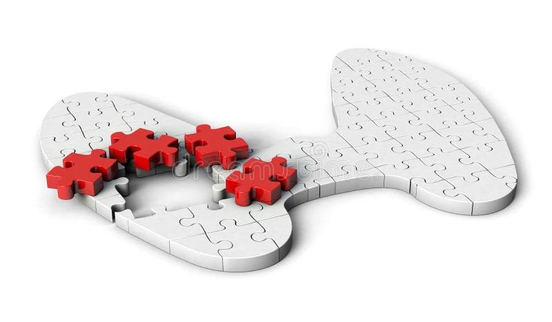 Puzzle Pieces in Shape of Kidney. Kidney Shaped Jigsaw 3d Illustration ...