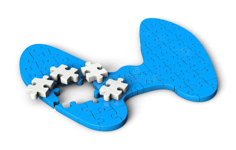 Puzzle Pieces in Shape of Kidney. Kidney Shaped Jigsaw 3d Illustration ...