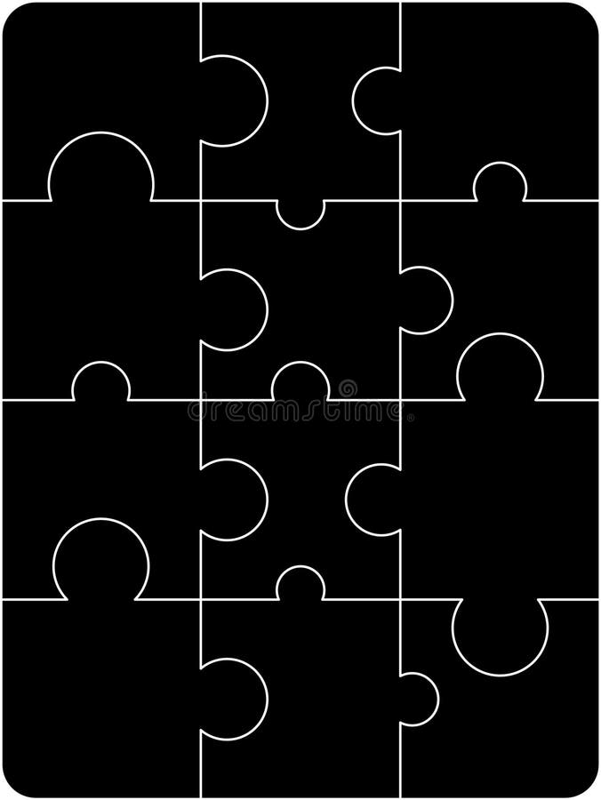 Puzzle Pieces Square. Puzzle Game Vector Template with Right Angles ...