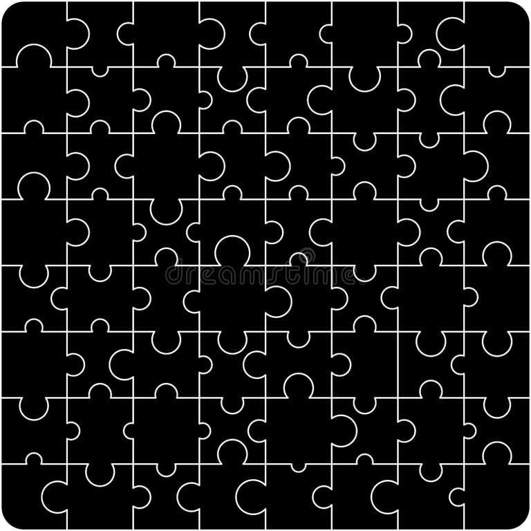 Puzzle Pieces Square. Puzzle Game Vector Template with Right Angles ...