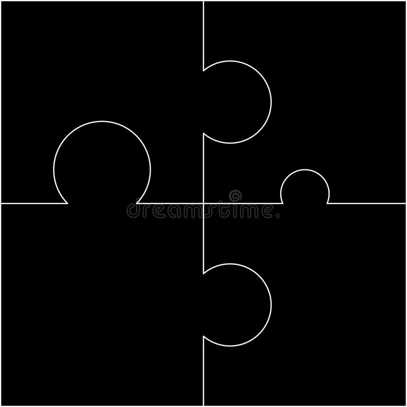 Puzzle Pieces Square. Puzzle Game Vector Template with Right Angles ...