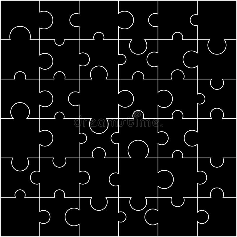Puzzle Pieces Square. Puzzle Game Vector Template with Right Angles ...
