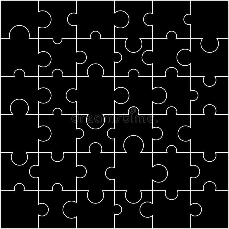 Puzzle Pieces Square. Puzzle Game Vector Template with Right Angles ...
