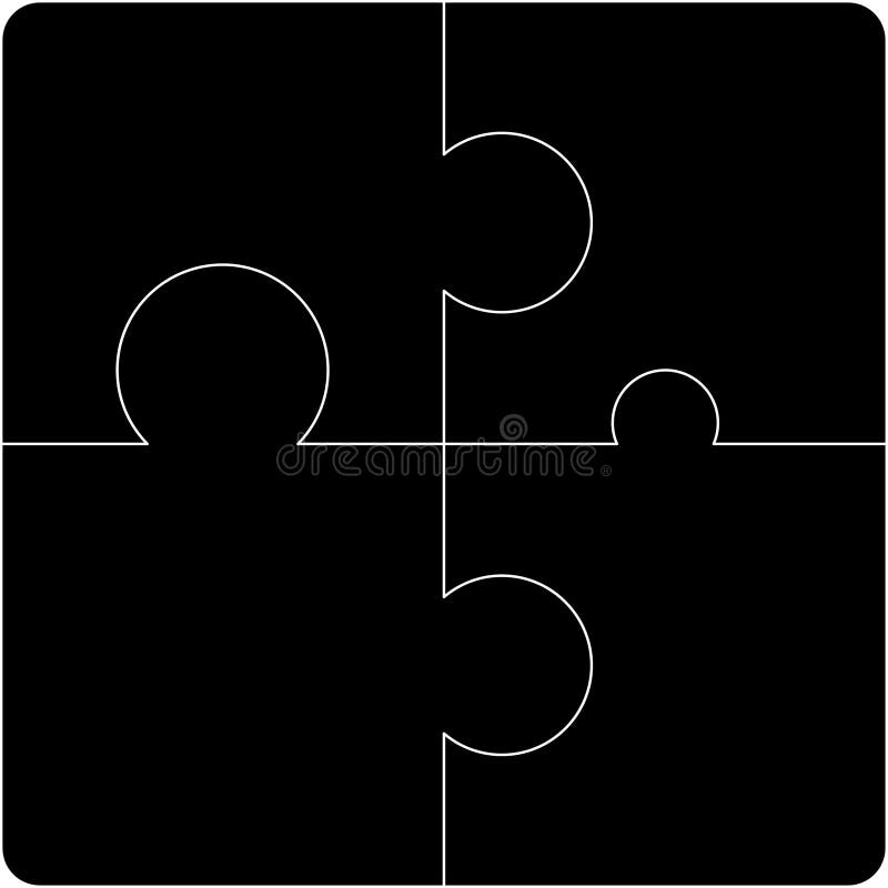 Puzzle Pieces Square. Puzzle Game Vector Template with Right Angles ...