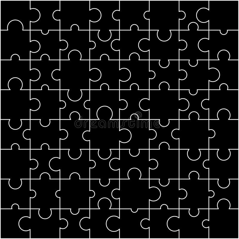 Puzzle Pieces Square. Puzzle Game Vector Template with Right Angles ...