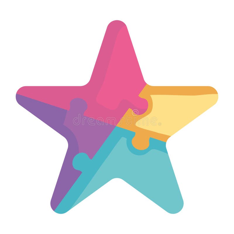 Puzzle pieces star shape stock vector. Illustration of isolation ...