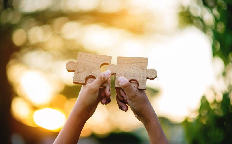 Puzzle Pieces Unity and Teamwork Communication Wooden Parts Stock Image ...